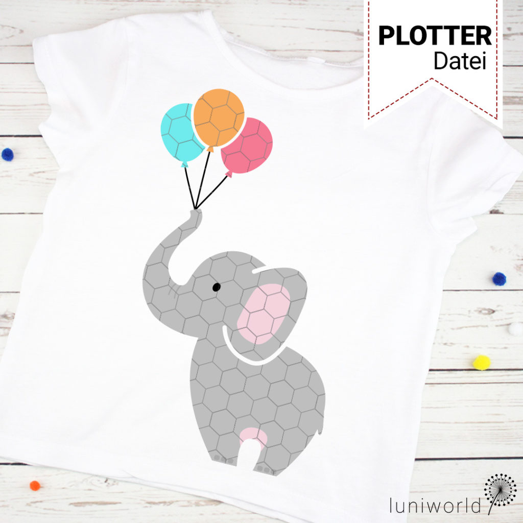 Kleine, niedliche Elefanten im 4er-Set (Plotterdatei)